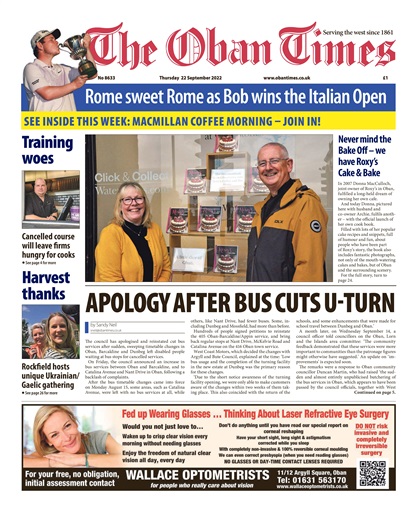 The Oban Times & Lochaber Times Magazine - 22nd September, 2022 Back Issue