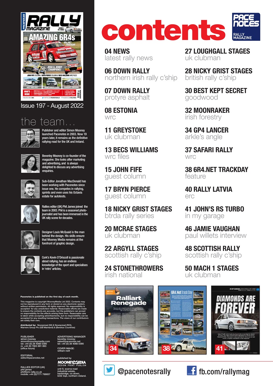 Pacenotes Rally magazine Subscriptions and Issue 197 - Aug 22 Issue