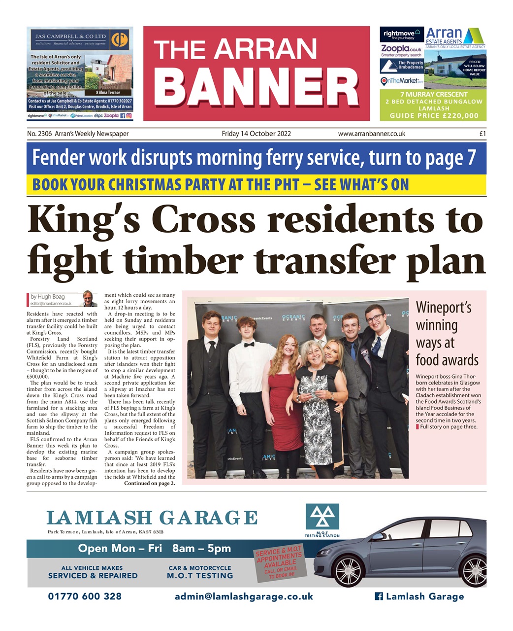 Arran Banner Magazine - 14 October 2022 Back Issue