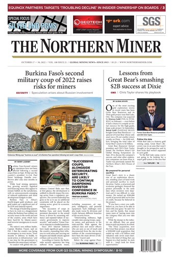 The Northern Miner Magazine - Vol. 108 No. 21 Back Issue