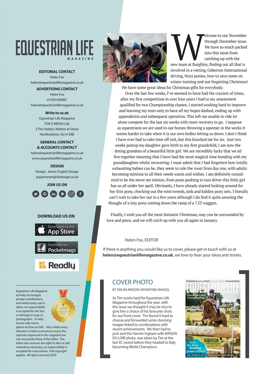 Equestrian Life Magazine Subscriptions and Nov/Dec 2022 Issue