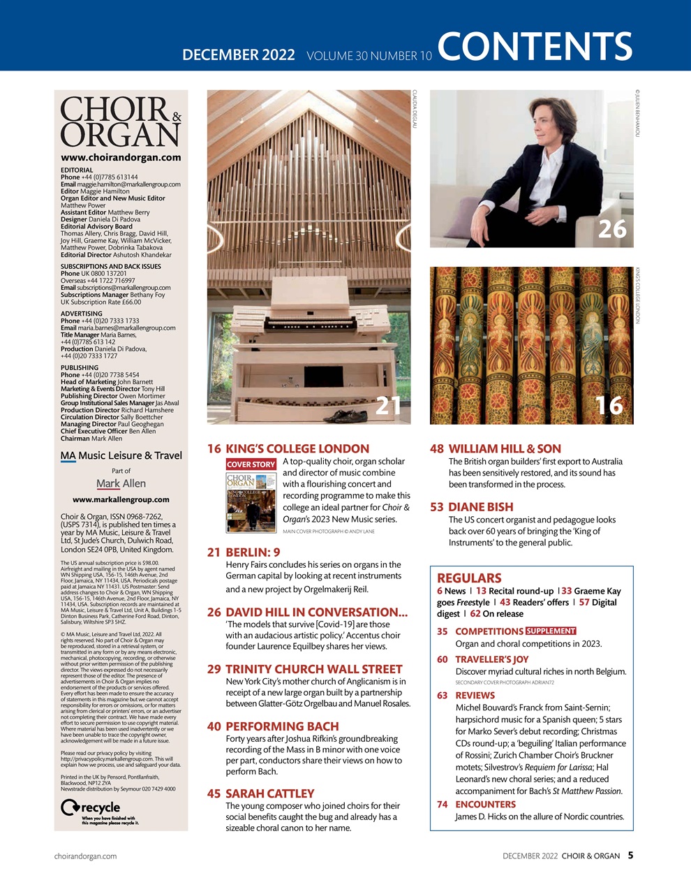 Choir & Organ Magazine - December 2022 Back Issue