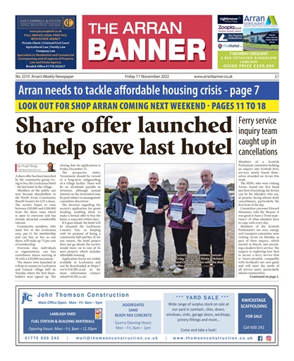 Arran Banner Magazine - 11/11/2022 Back Issue