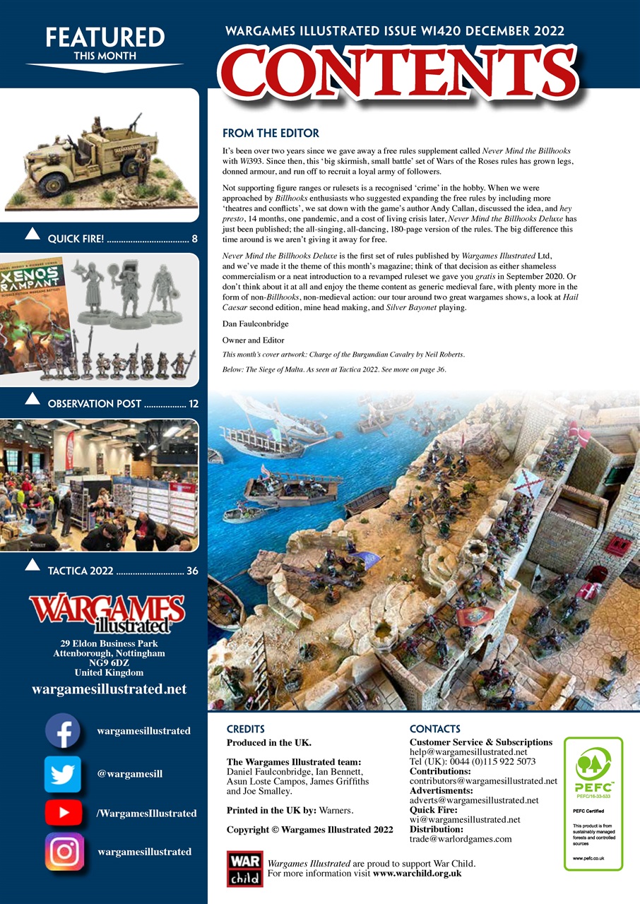 Wargames Illustrated Magazine - Wi420 December 2022 Back Issue