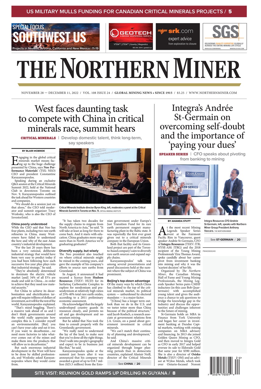 The Northern Miner Magazine - Vol. 108 No. 24 Back Issue