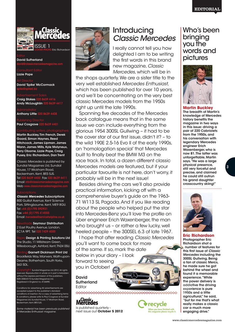 Classic Mercedes Magazine - Issue 1 Back Issue