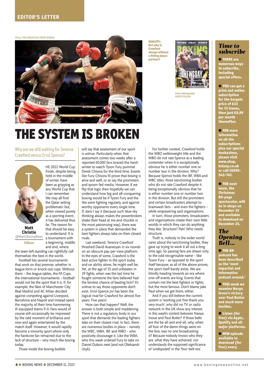 Boxing News Magazine - December 15 2022 Back Issue