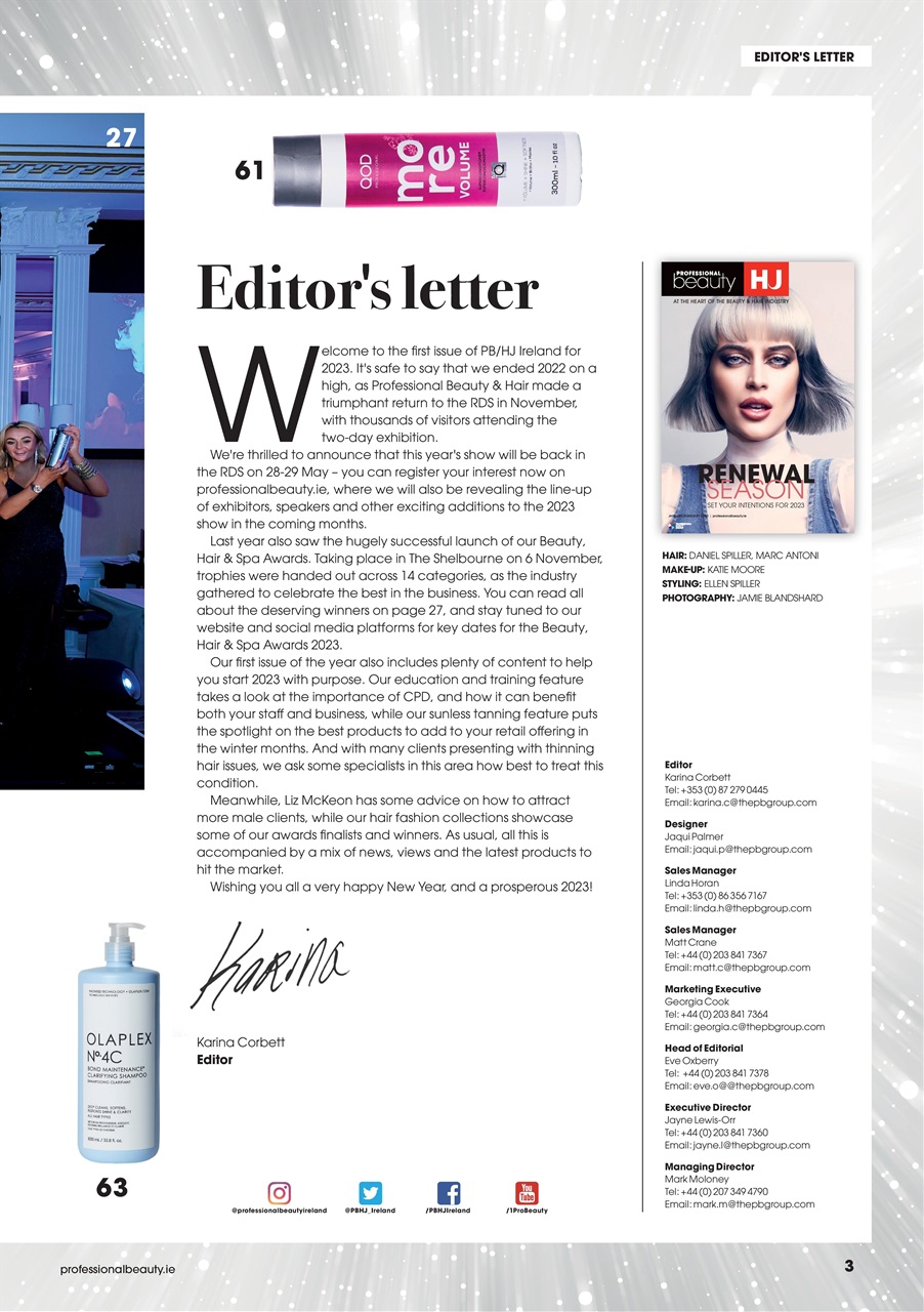 Professional Beauty & HJ Ireland Magazine - Jan/Feb 2023 Back Issue