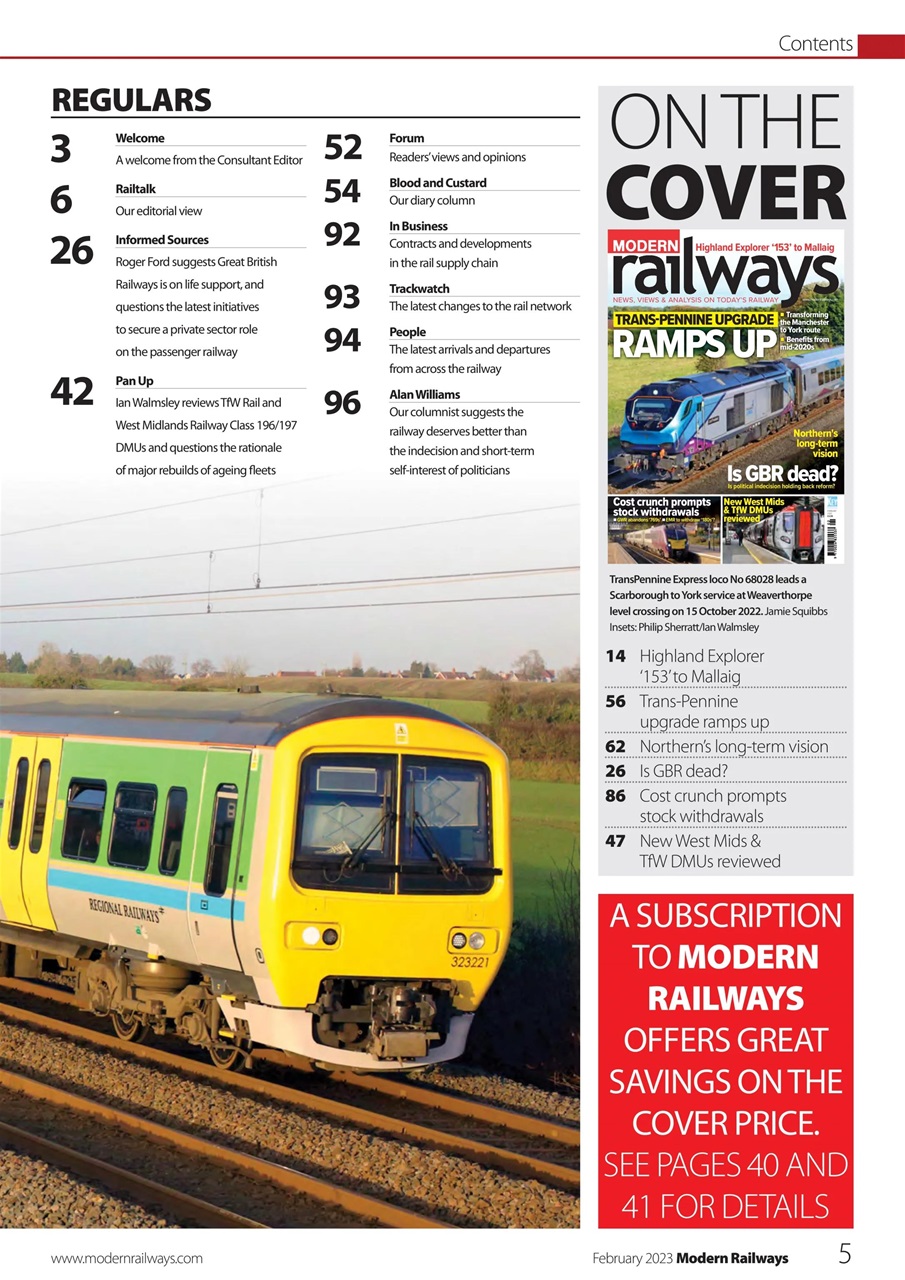 Modern Railways Magazine - February 2023 Subscriptions | Pocketmags