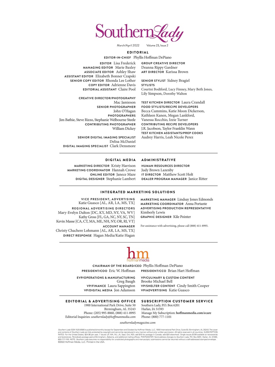 Southern Lady Magazine - March/April 2022 Back Issue