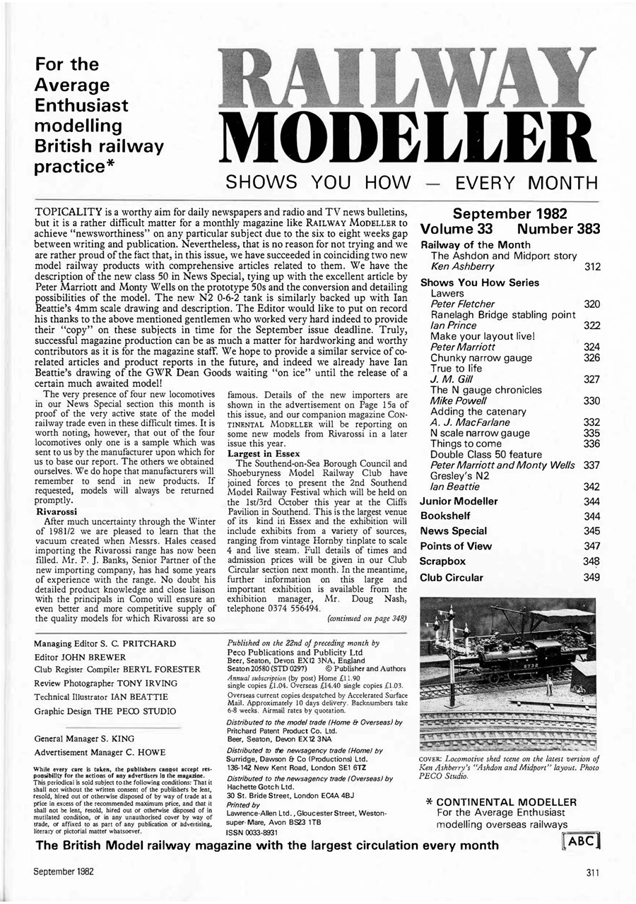 Railway Modeller Magazine - September 1982 Back Issue