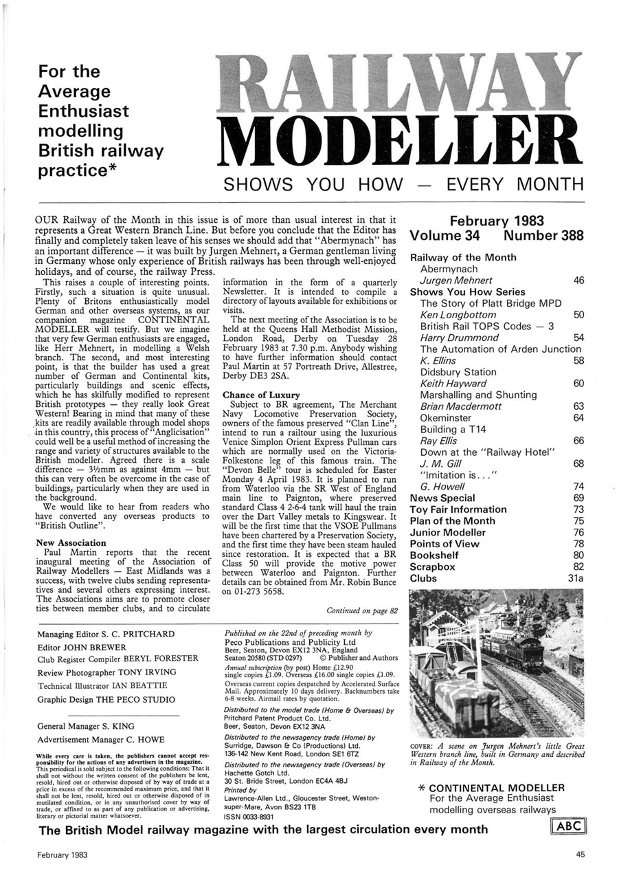 Railway Modeller Magazine - February 1983 Back Issue