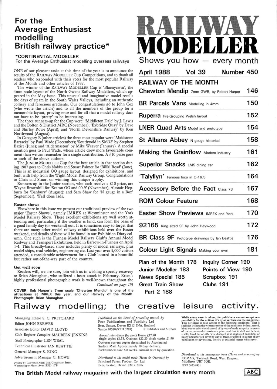 Railway Modeller Magazine - April 1988 Back Issue