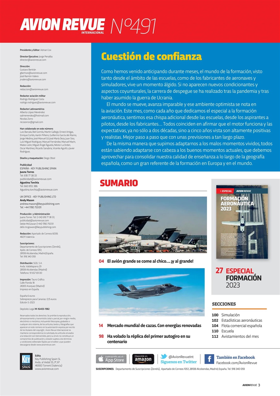 Avion Revue Internacional Magazine - Número 491 Back Issue