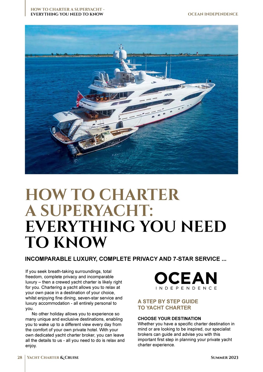 Yacht Charter & Cruise Magazine - SUMMER 2023 Back Issue