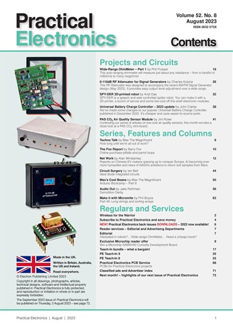 Practical Electronics Magazine - August 2023 Subscriptions | Pocketmags