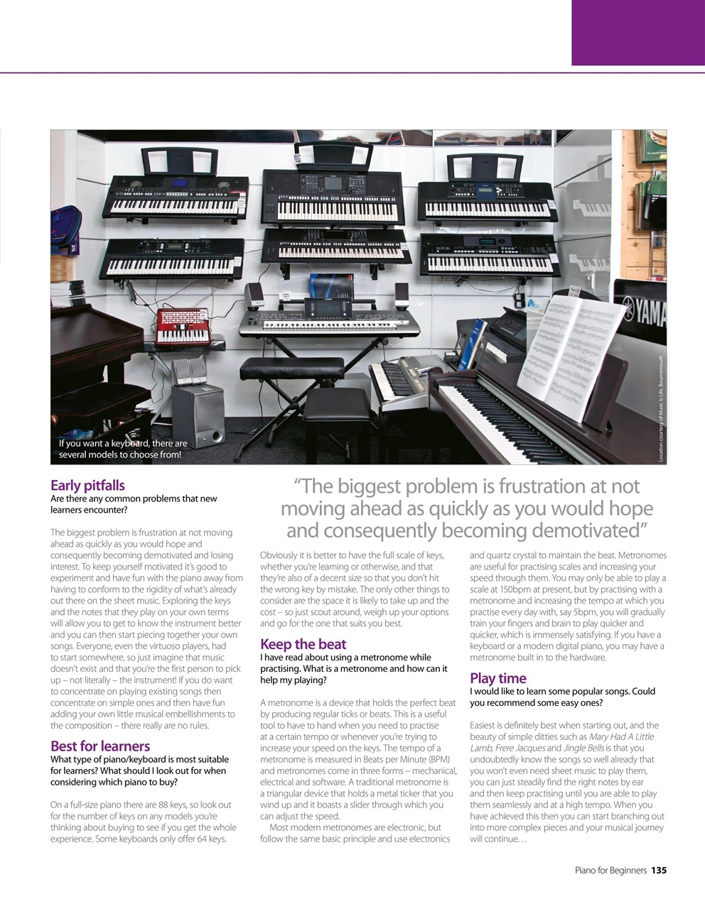 Music Magazine - Piano For Beginners Sixteenth Edition Back Issue