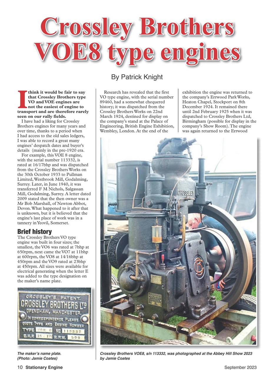 Stationary Engine Magazine - Sep-23 Back Issue