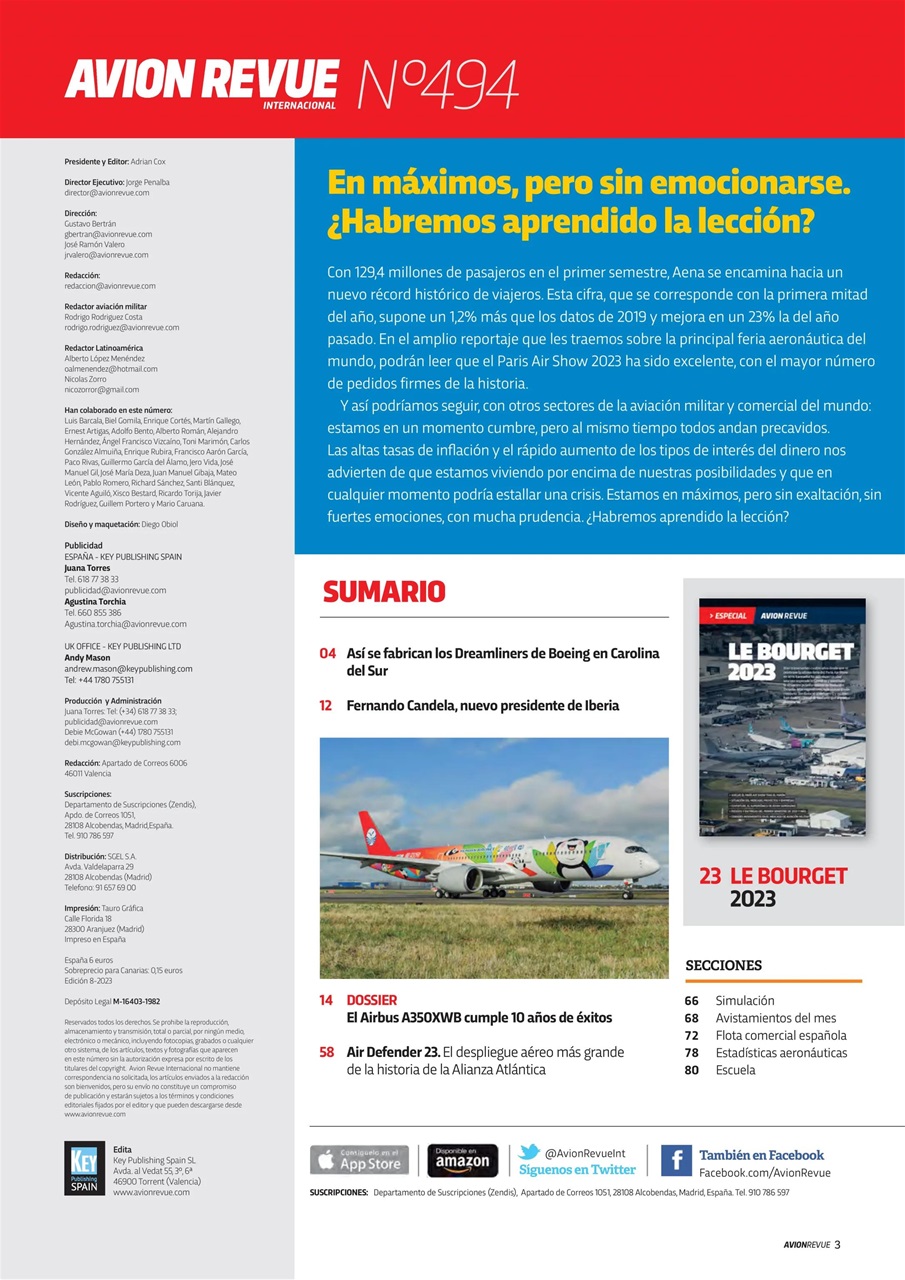 Avion Revue Internacional Magazine - Número 494 Back Issue