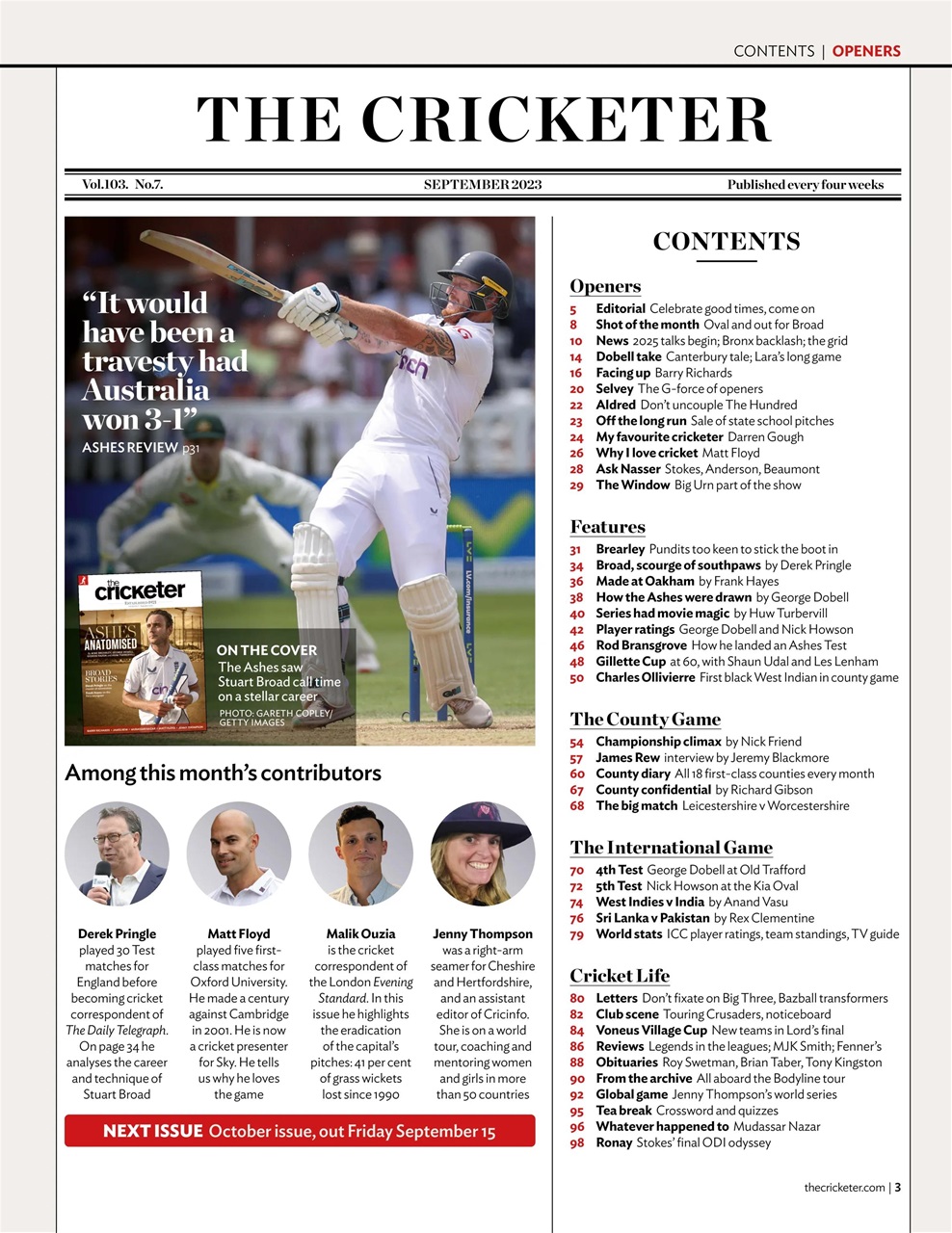 The Cricketer Magazine - September 2023 Back Issue