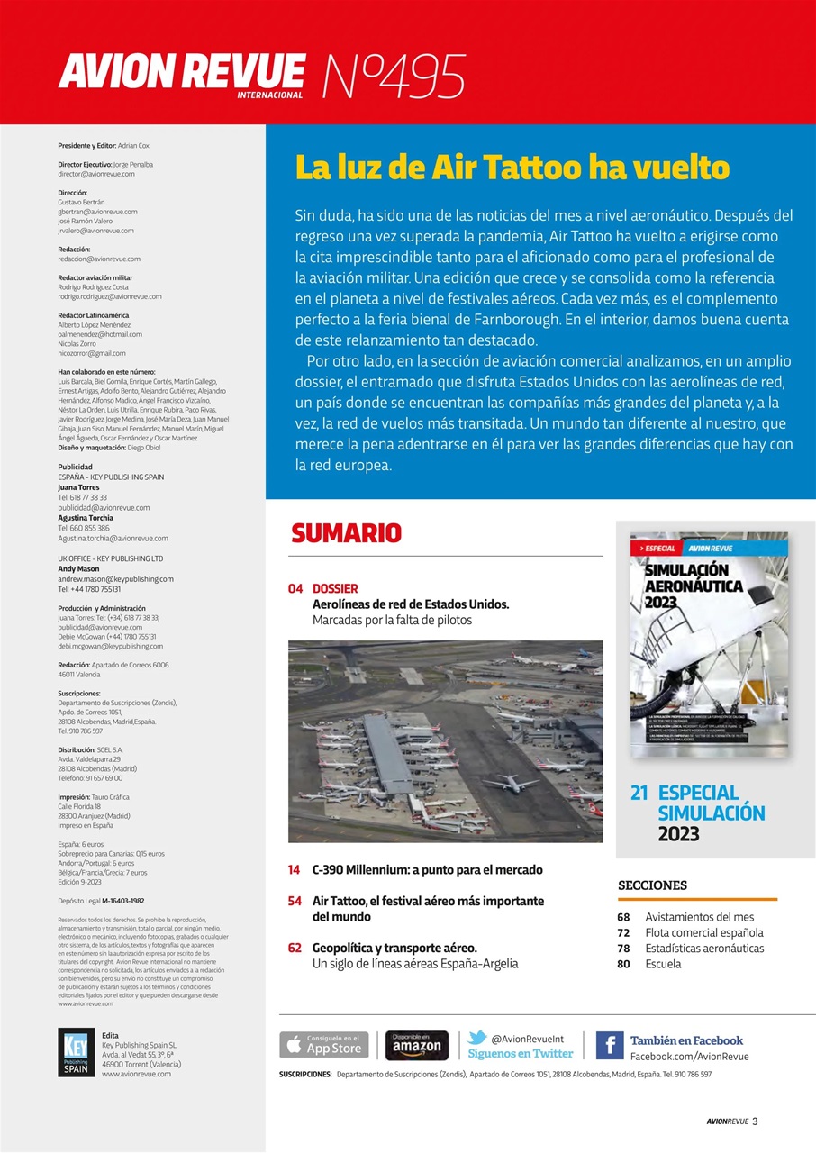 Avion Revue Internacional Magazine - Número 495 Back Issue