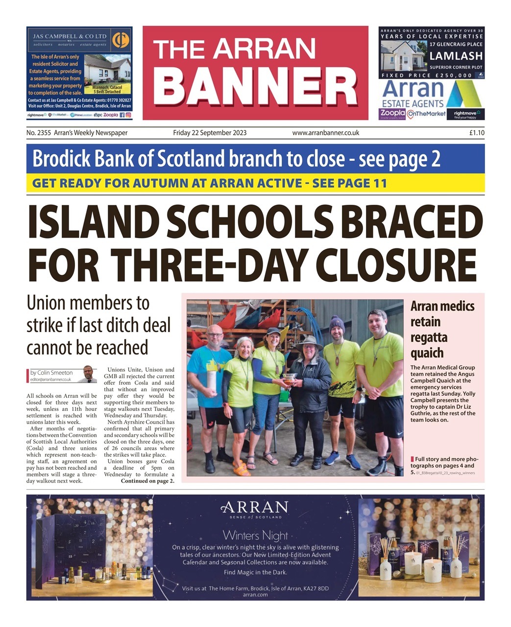 Arran Banner Magazine - 22nd September 2023 Back Issue