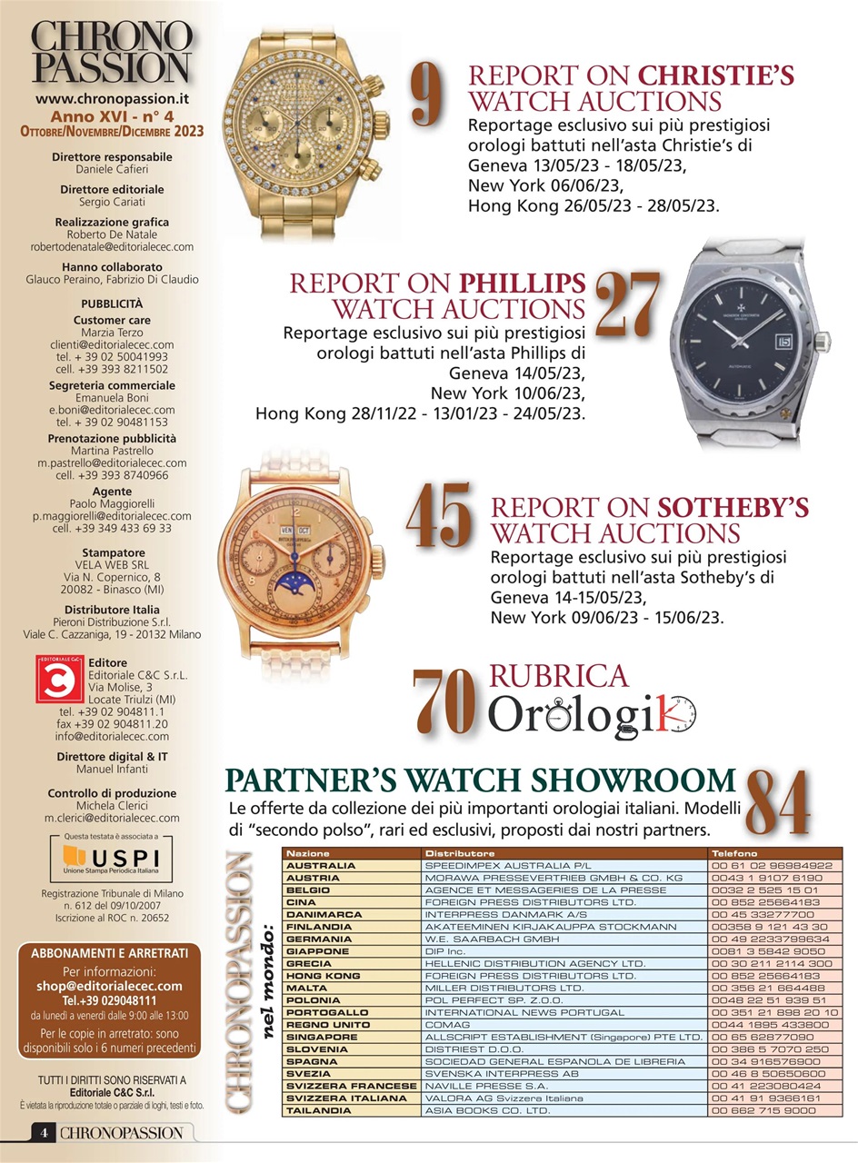 CHRONO PASSION Magazine - Ott/Nov/Dic 2023 Back Issue