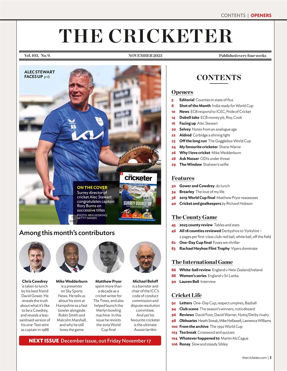 The Cricketer Magazine - November 2023 Back Issue