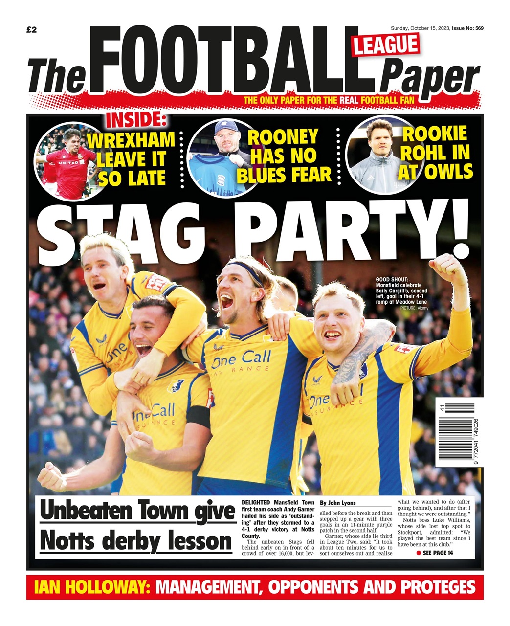 The Football League Paper Magazine - 15th October 2023 Back Issue