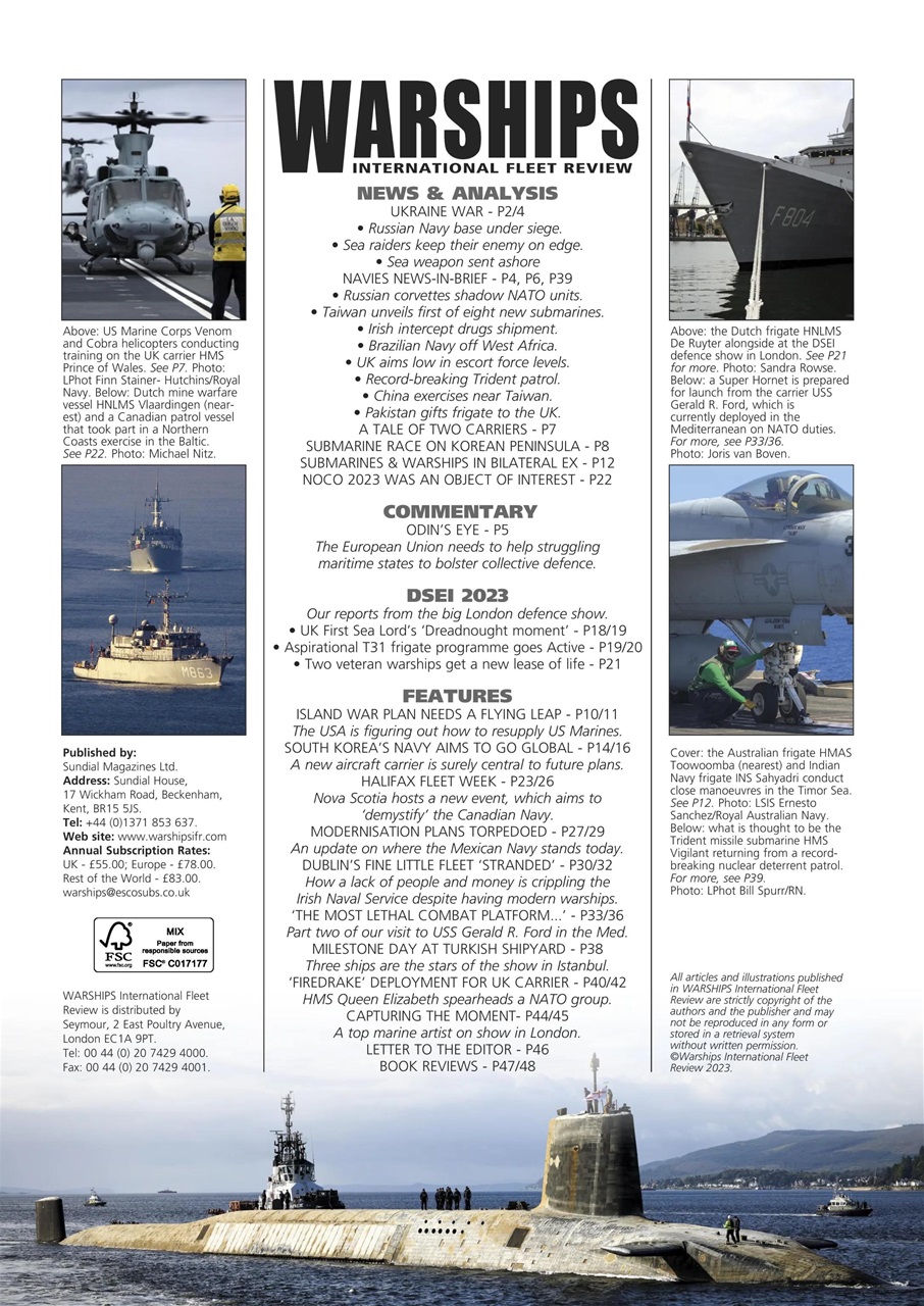 Warships International Fleet Review Magazine - November 2023 Back Issue