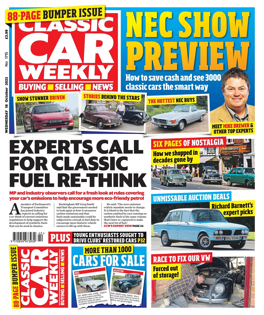 Classic Car Weekly Magazine - 18-Oct-2023 Back Issue