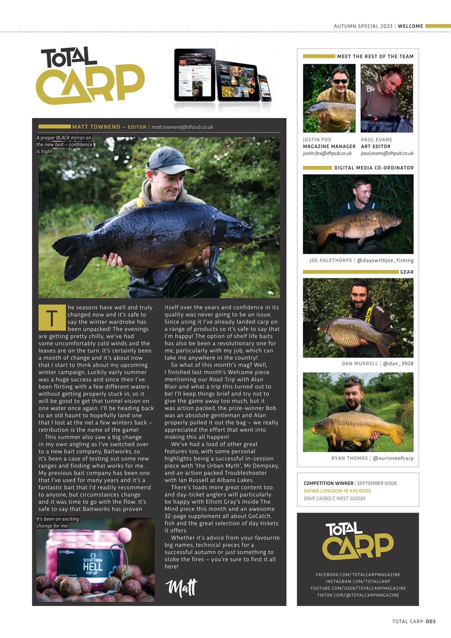 Total Carp Magazine - Autumn Special 2023 Back Issue