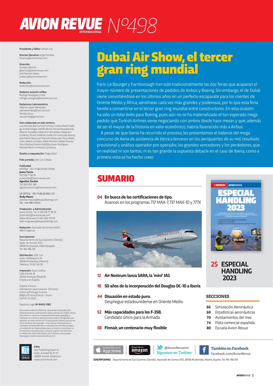 Avion Revue Internacional Magazine - Número 498 Back Issue