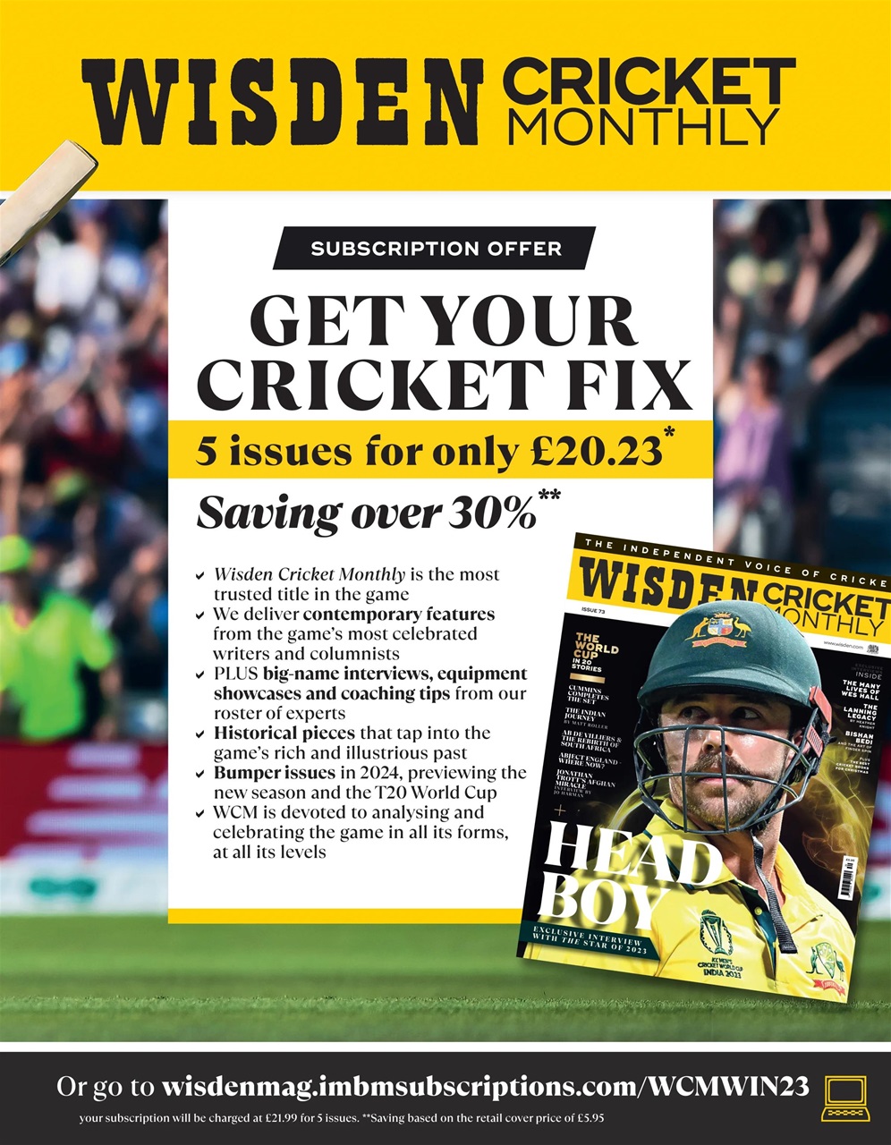 Wisden Cricket Monthly Magazine - November 2023 Back Issue