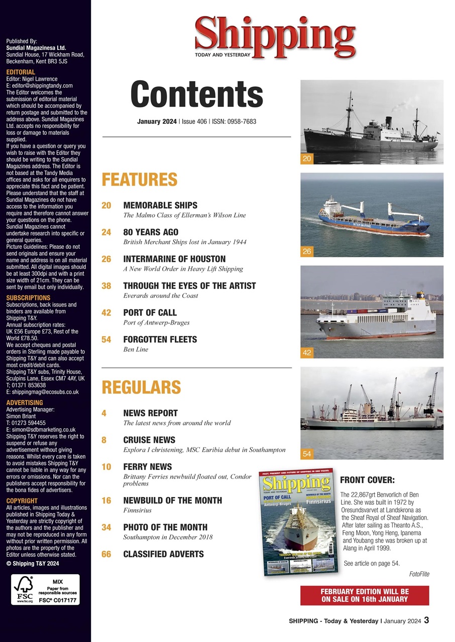 Shipping Today & Yesterday Magazine - January 2024 Back Issue