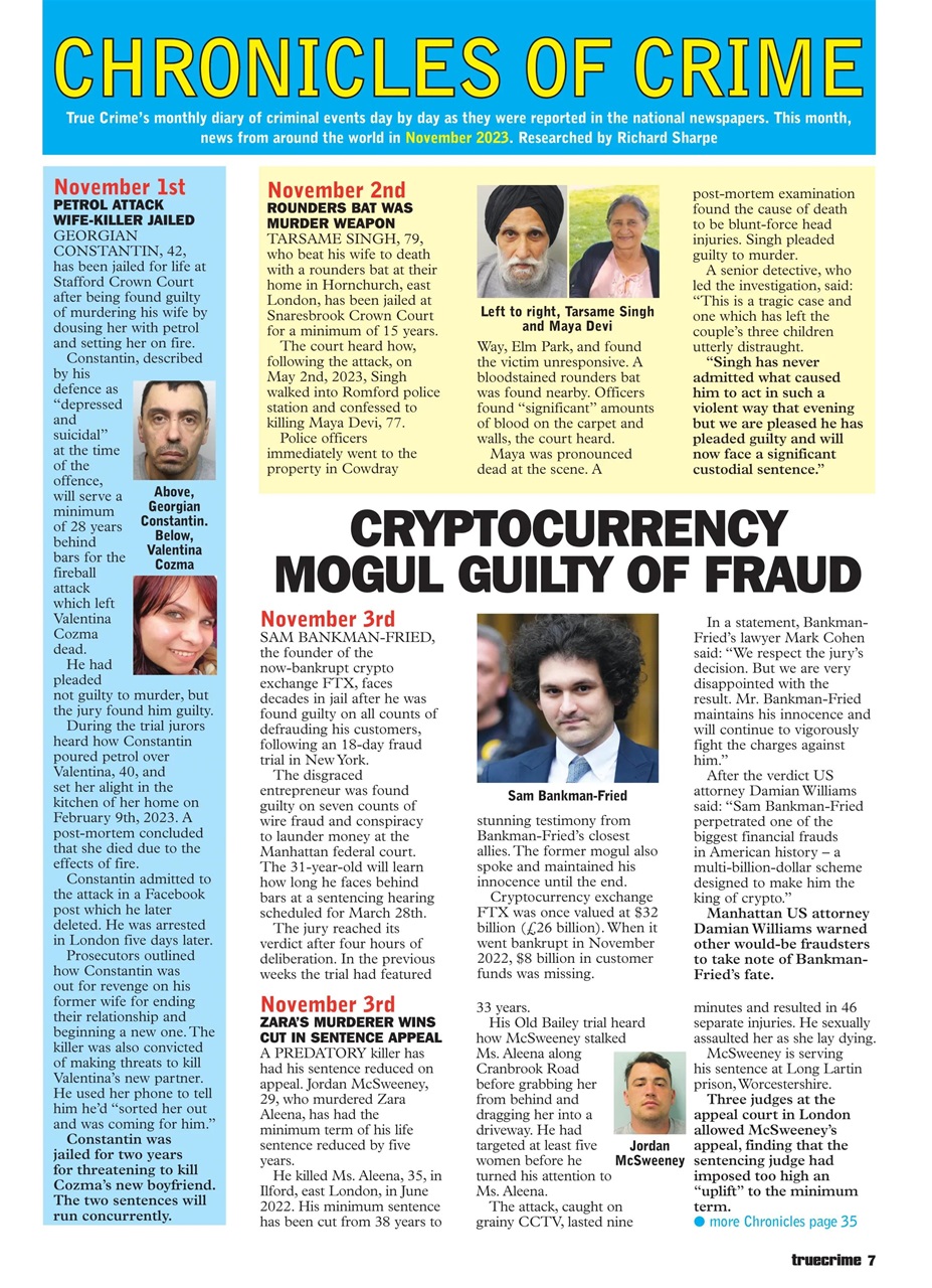 True Crime Magazine Subscriptions and True Crime January 2024 Issue