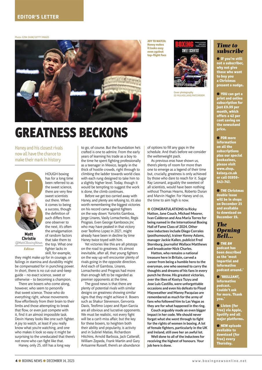 Boxing News Magazine - 14-Dec 2023 Back Issue