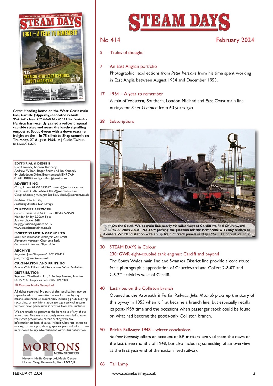 Steam Days Magazine - February 2024 Back Issue