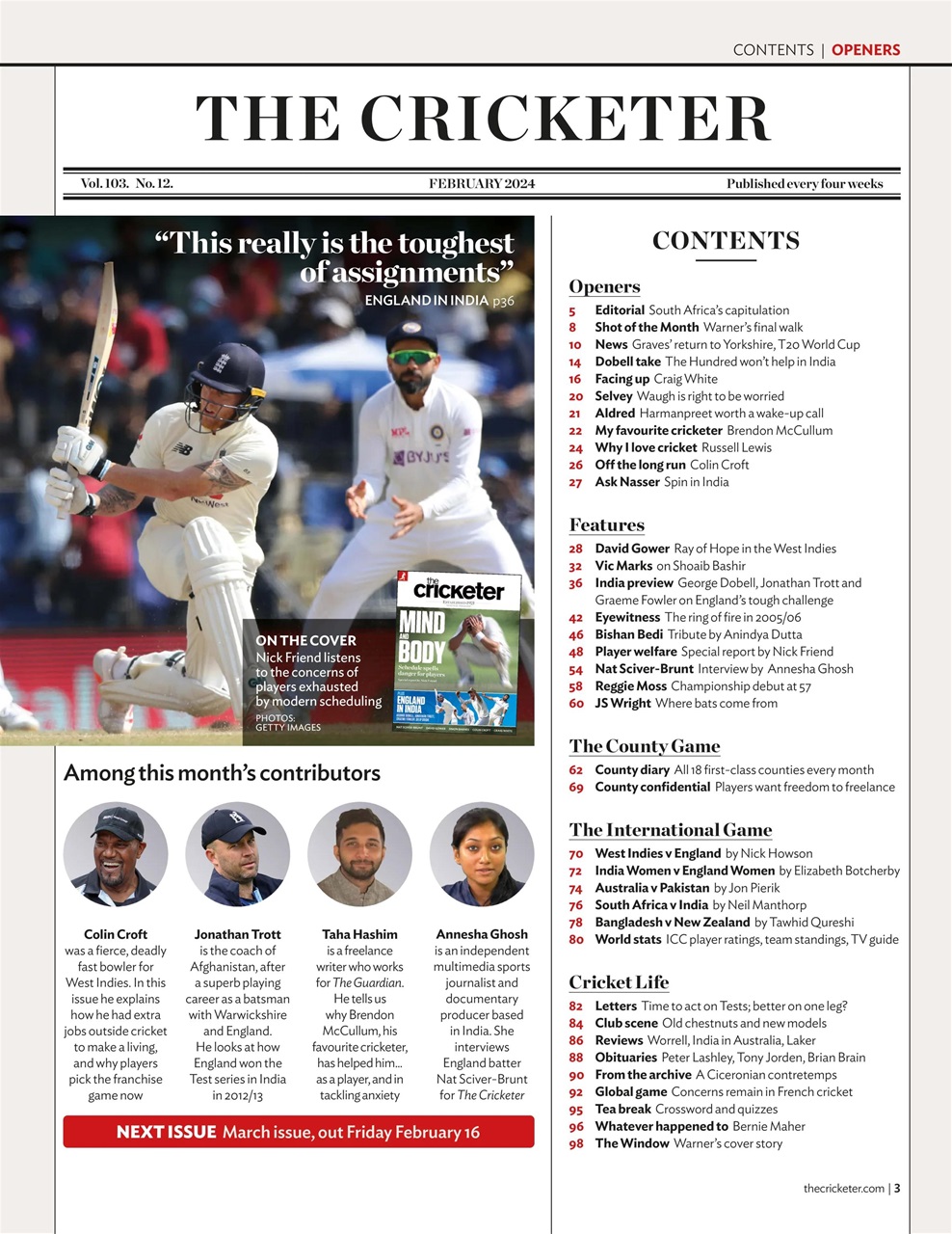 The Cricketer Magazine - February 2024 Back Issue