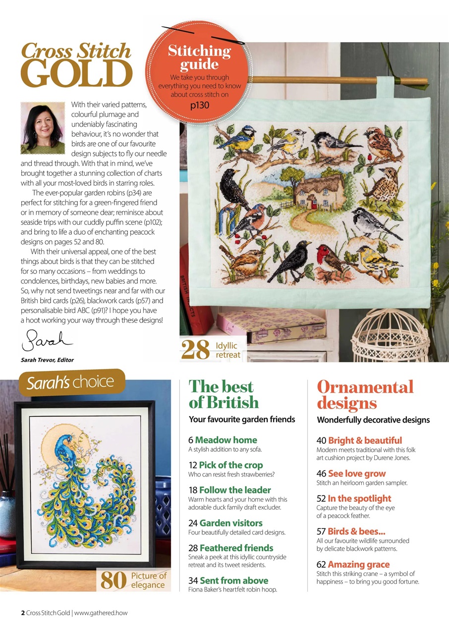 The World of Cross Stitching Magazine - Cross Stitch Gold Birds ...