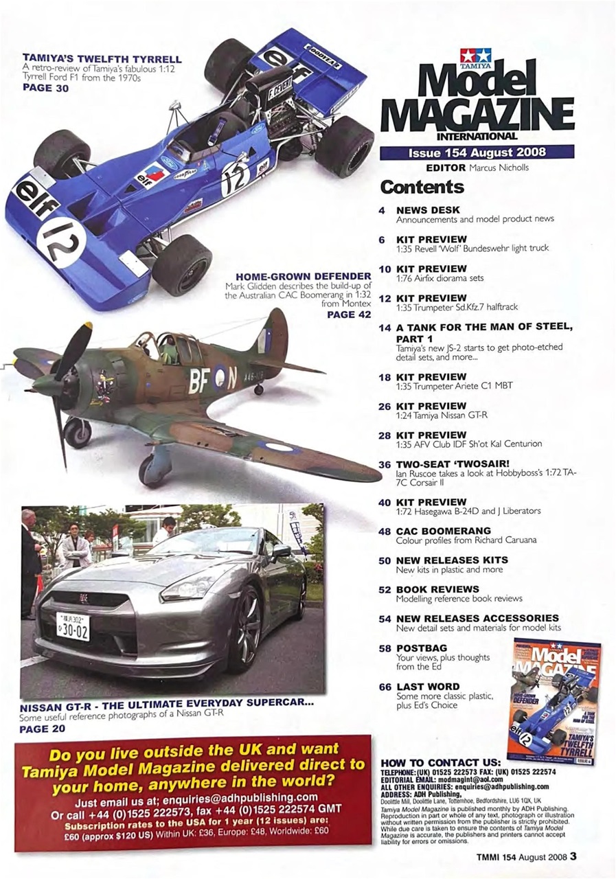 Tamiya Model Magazine - 154 Back Issue