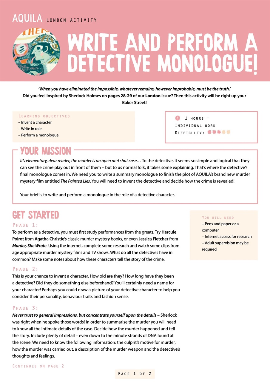 Aquila Magazine - Write and perform a detective monologue Edición anterior