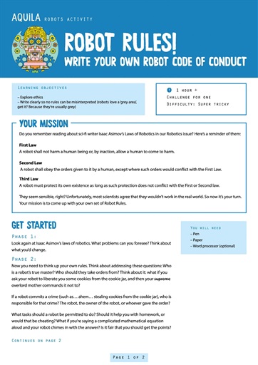 Aquila Magazine - Robot Rules Retour à l'édition précédente