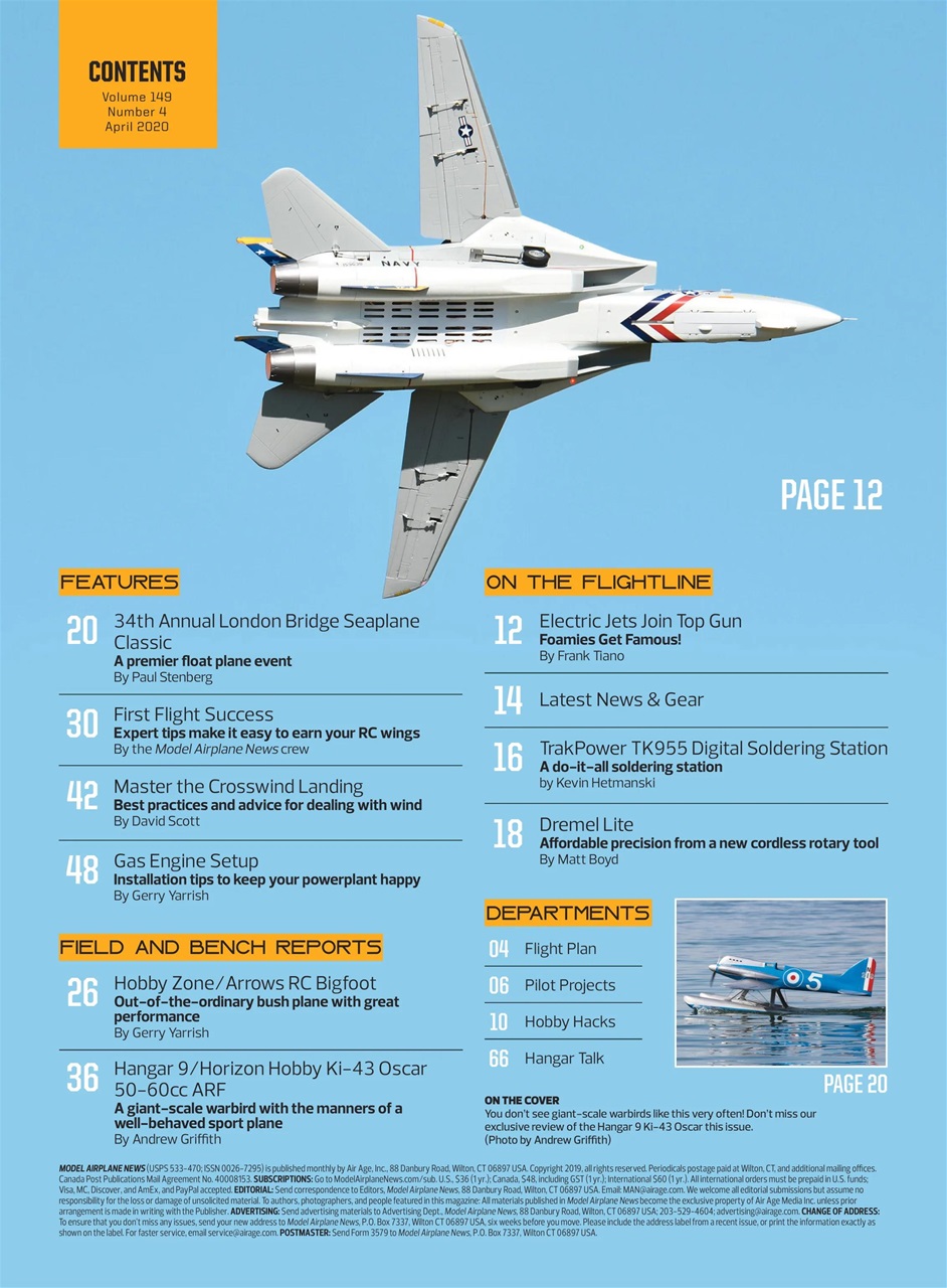 Model Airplane News Magazine - April 2020 Back Issue