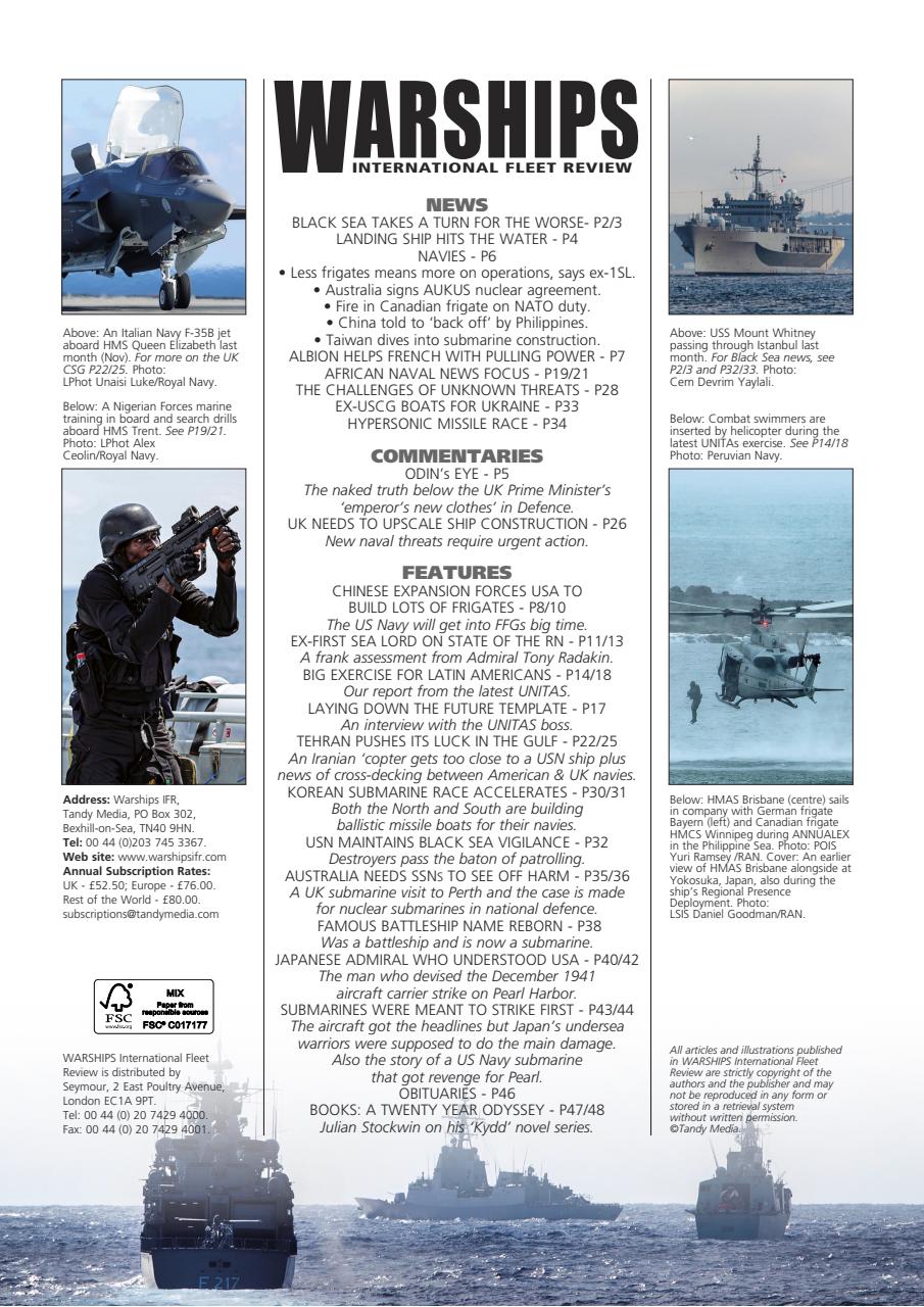 Warships International Fleet Review Magazine - Jan-22 Back Issue