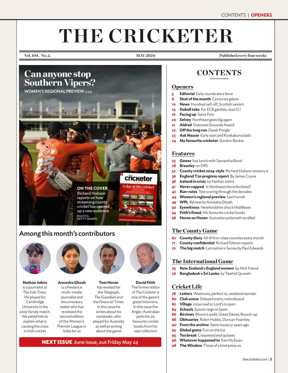 The Cricketer Magazine Subscriptions and May 2024 Issue