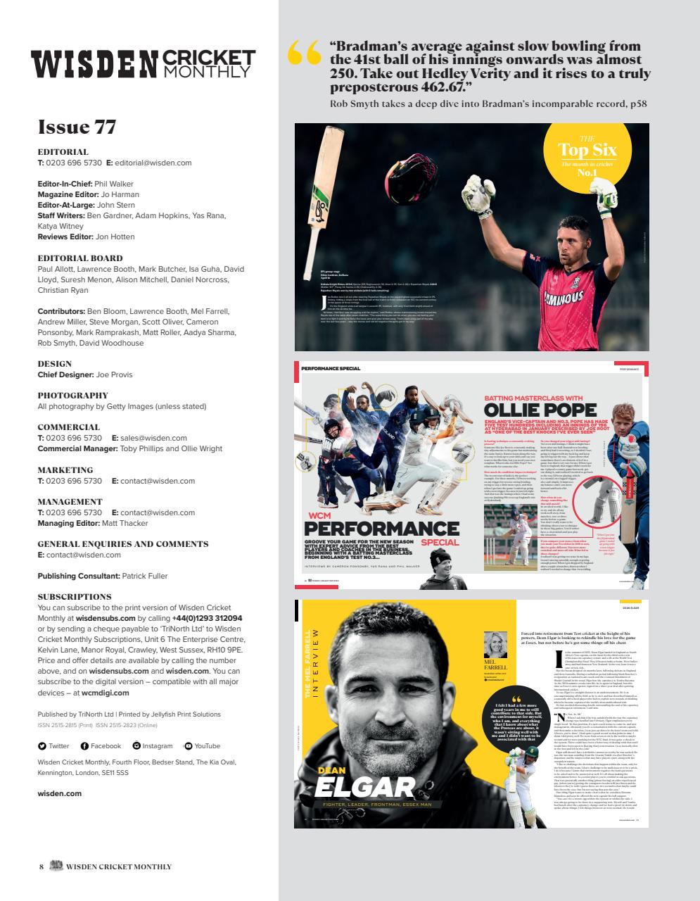Wisden Cricket Monthly Magazine Subscriptions and Issue 77 Issue