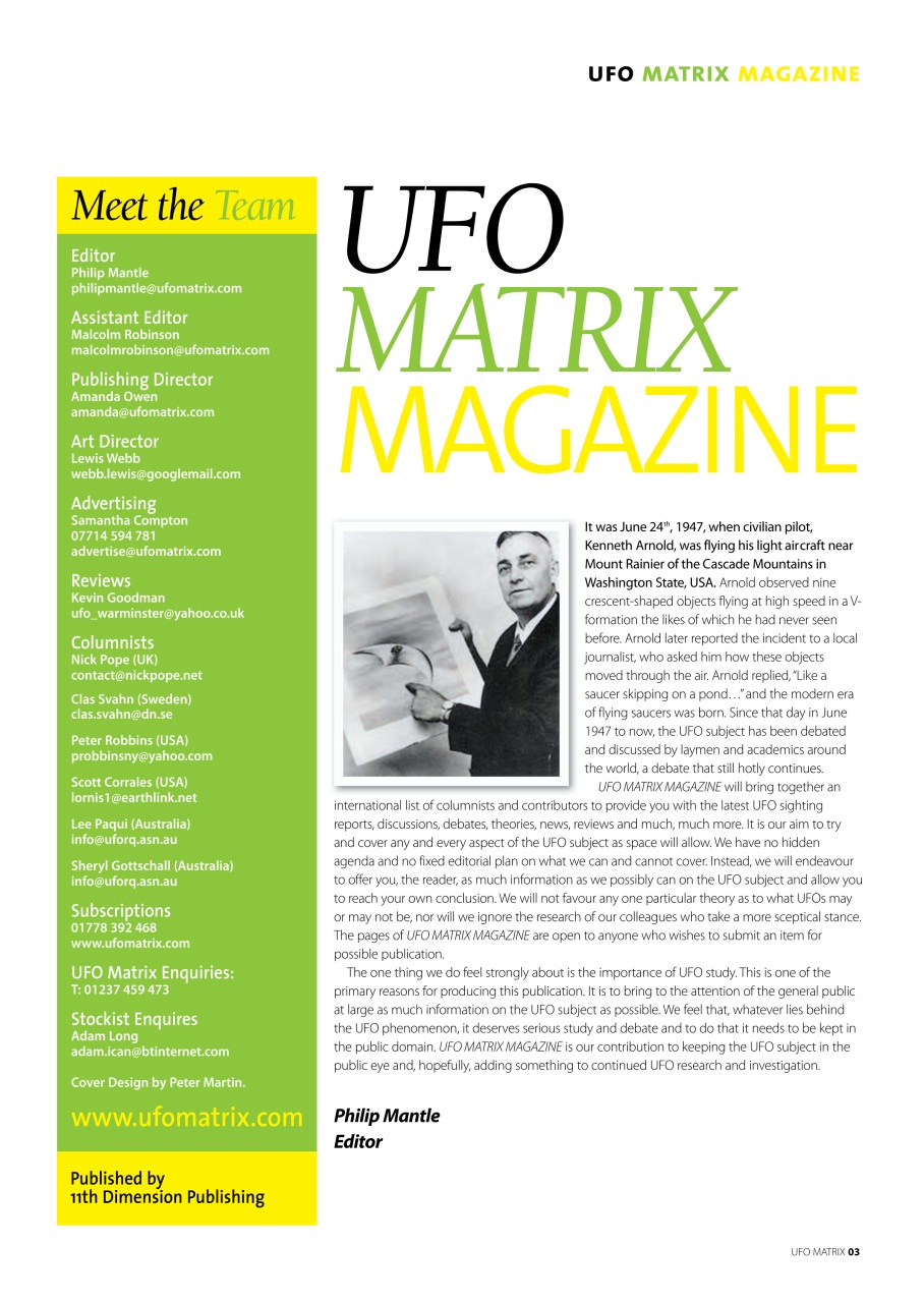 UFO Matrix Magazine - Issue 6 Back Issue