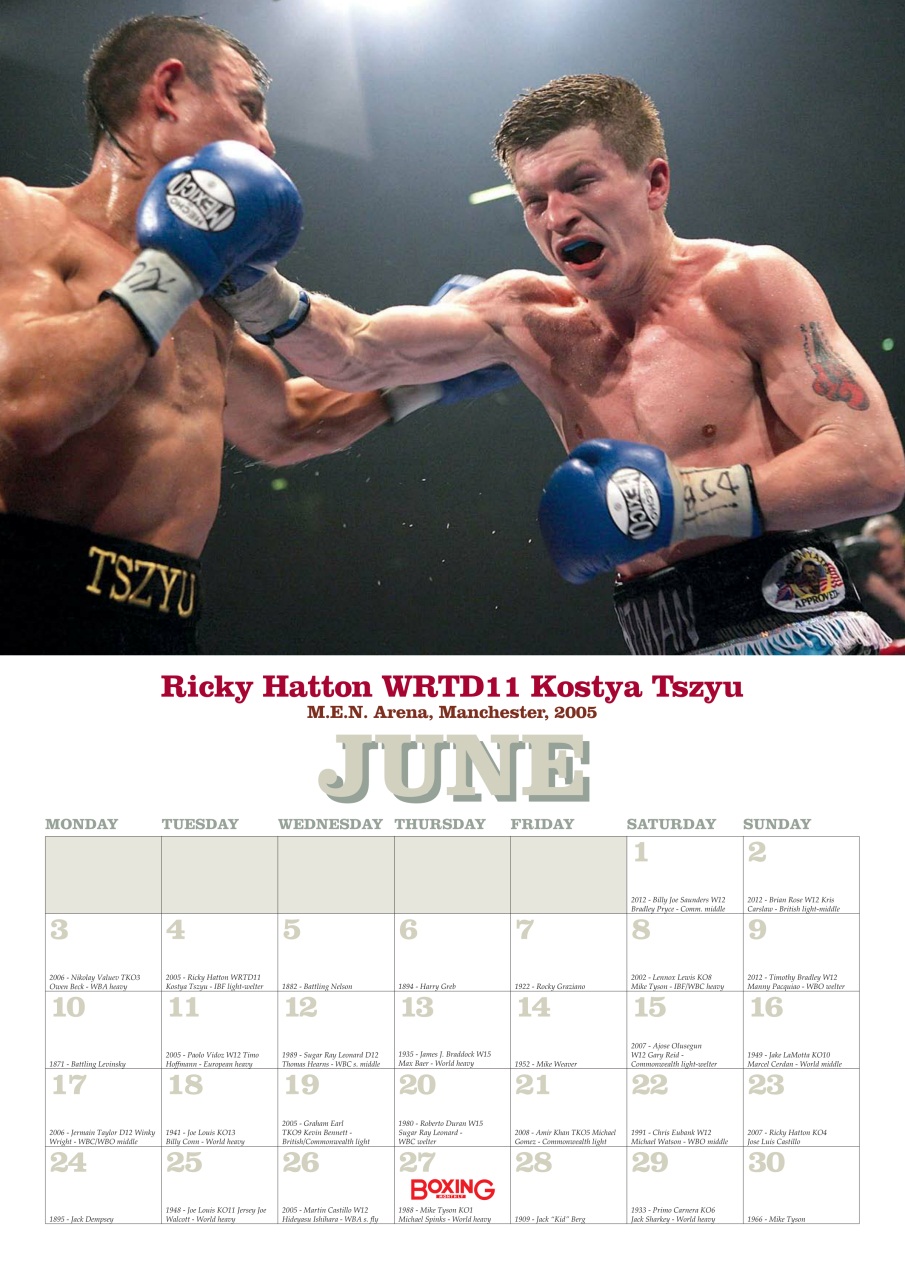 Boxing Monthly Magazine - Boxing Monthly 2013 Calendar Back Issue