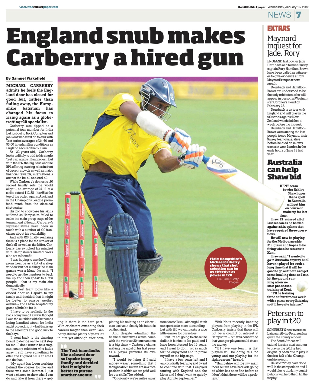 The Cricket Paper Magazine - Wed 16th January 2013 Back Issue